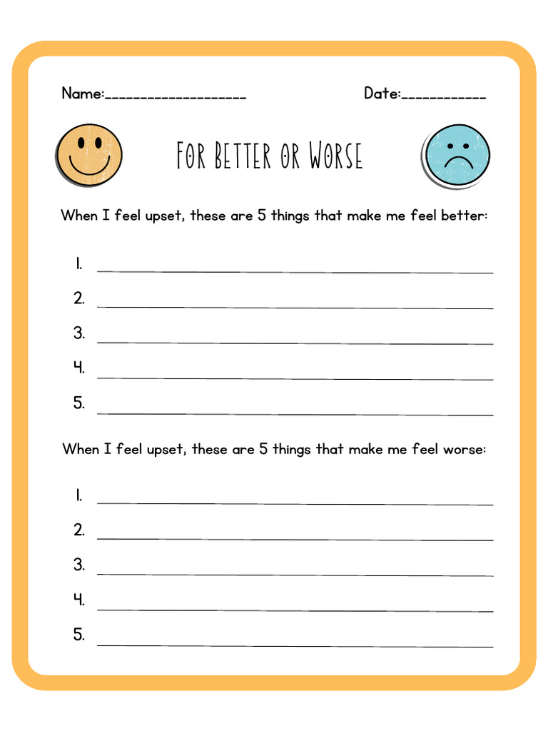 For Better or Worse SEL Feelings Worksheet | PDF | Language Arts ...