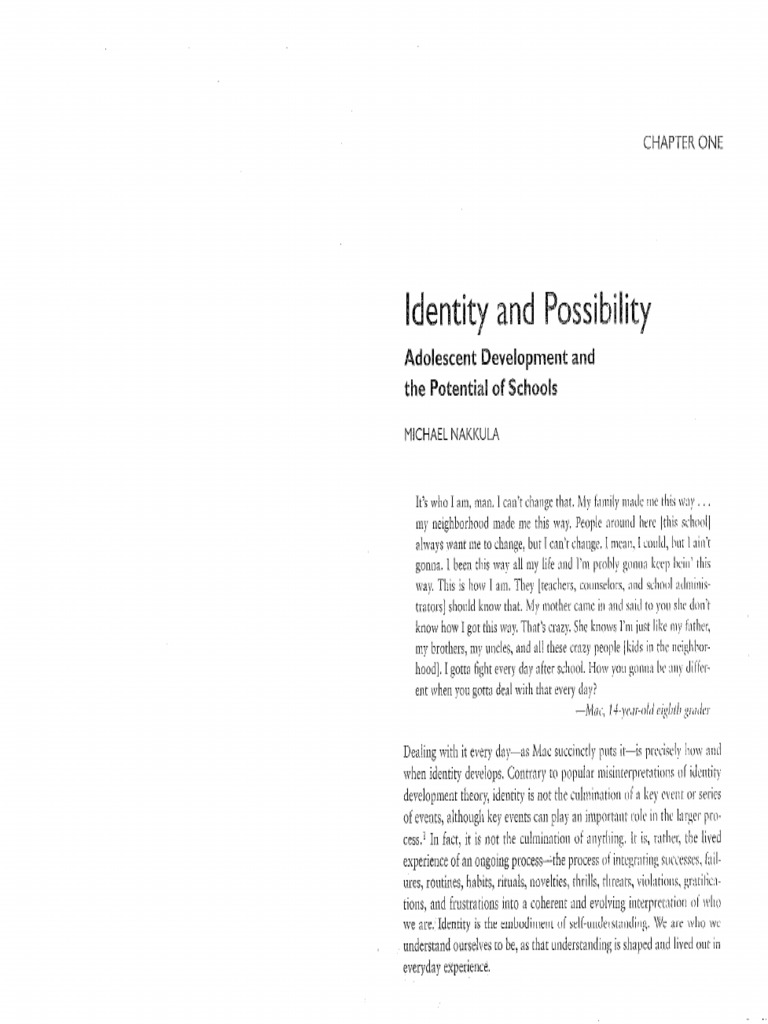 Michael Nakkula - Identity and Possibility | PDF