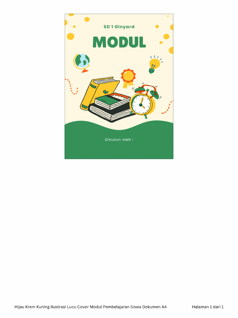 Hijau Krem Kuning Ilustrasi Lucu Cover Modul Pembelajaran Siswa Dokumen ...