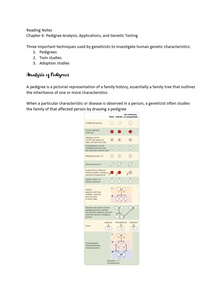 Pedigree Analysis and Genetic Testing | PDF | Twin | Dominance (Genetics)