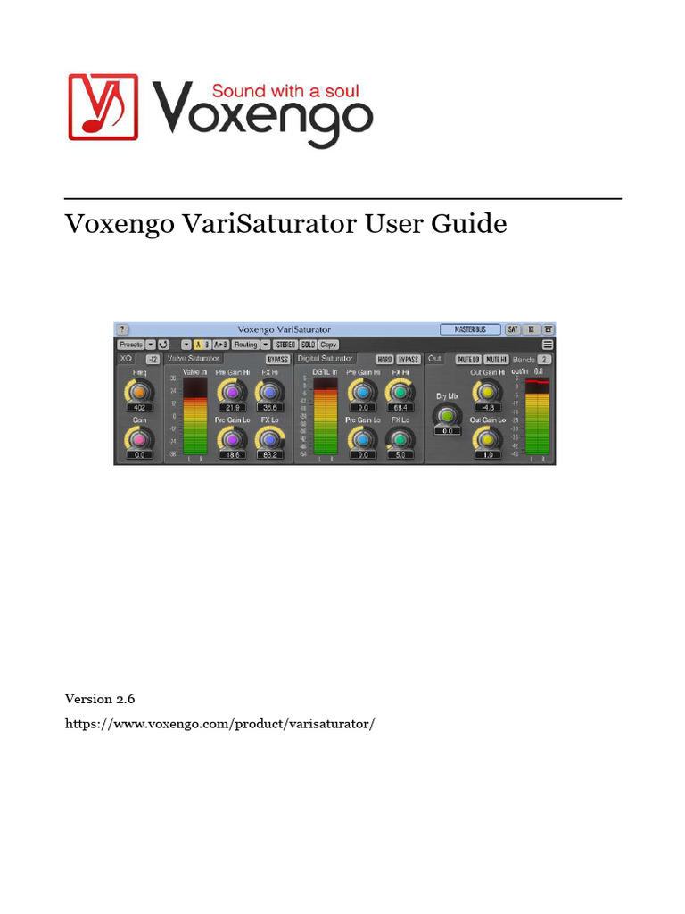 Voxengo VariSaturator User Guide en | PDF | Vacuum Tube | Distortion
