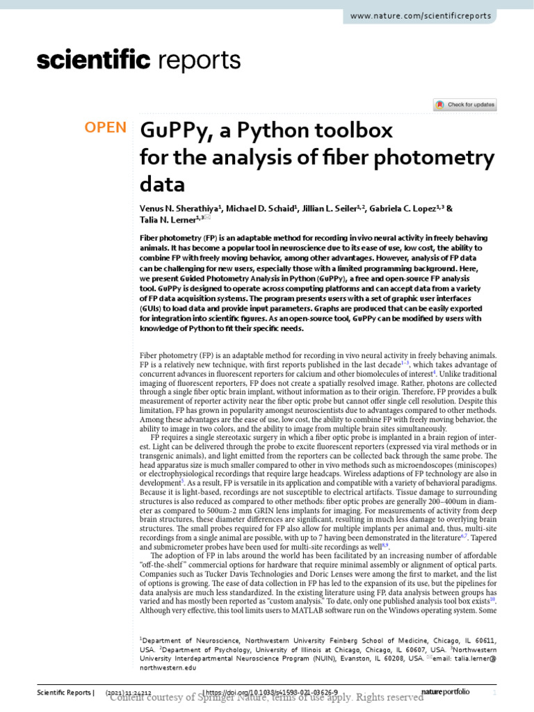 GuPPy A Python Toolbox For The Analysis of Fiber P | PDF | Standard ... GuPPy A Python Toolbox For The Analysis of Fiber P | PDF | Standard ...