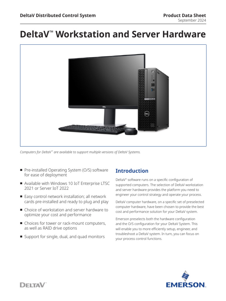 Product Data Sheet Deltav Workstation Server Hardware Deltav en 57732 | PDF | Usb | Computer Monitor