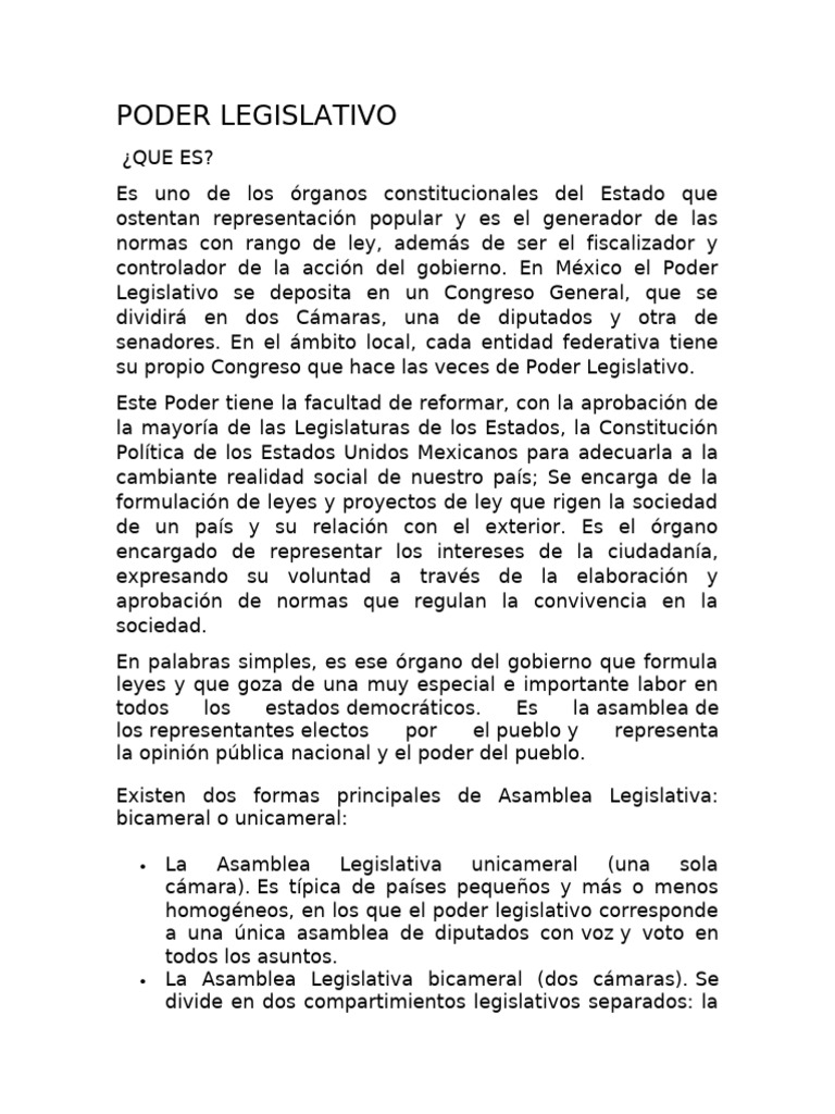 Poder Legislativo | PDF | Legislatura | Legislador