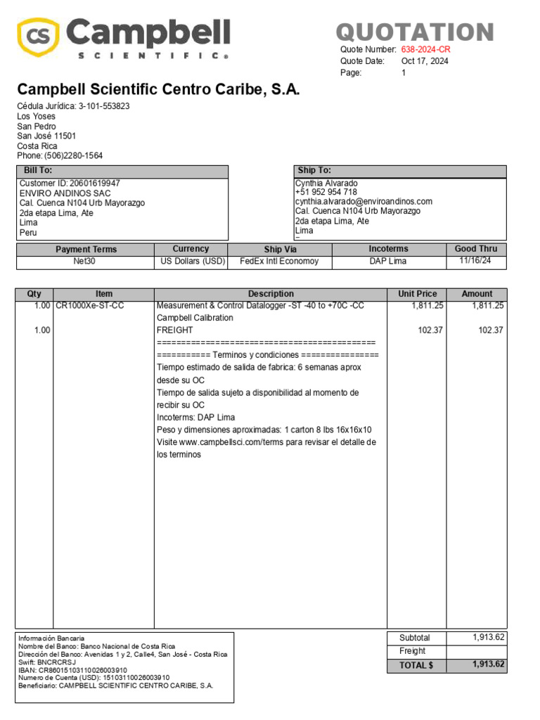 Cotización CR1000Xe-ST-CC | PDF | Gestión de la cadena de suministro ...