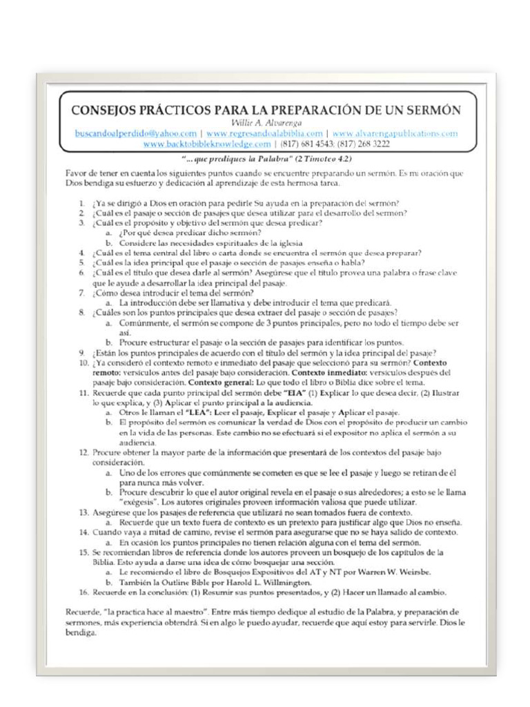 Consejos para Preparar Un Sermón | PDF