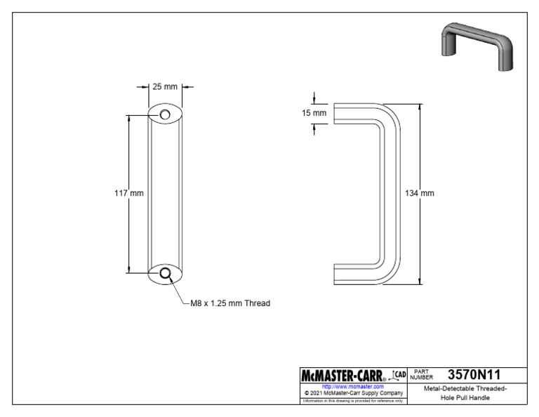 3570N11 - Metal-Detectable Threaded-Hole Pull Handle | PDF