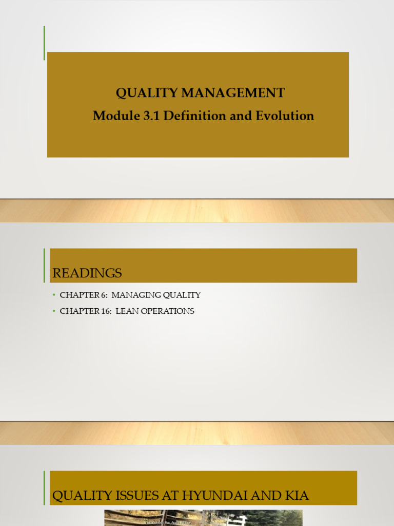 Opman 120 Module 3 Quality, Sept26 | PDF | Six Sigma | Lean Manufacturing