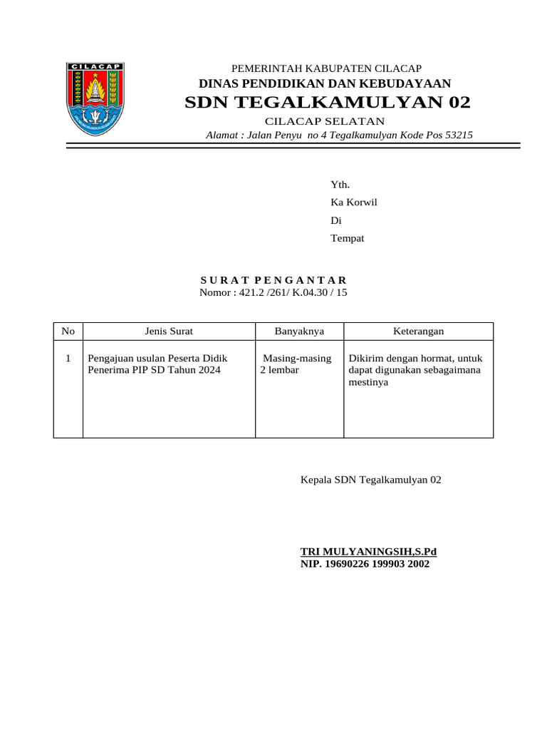 Cover Surat Pengantar | PDF