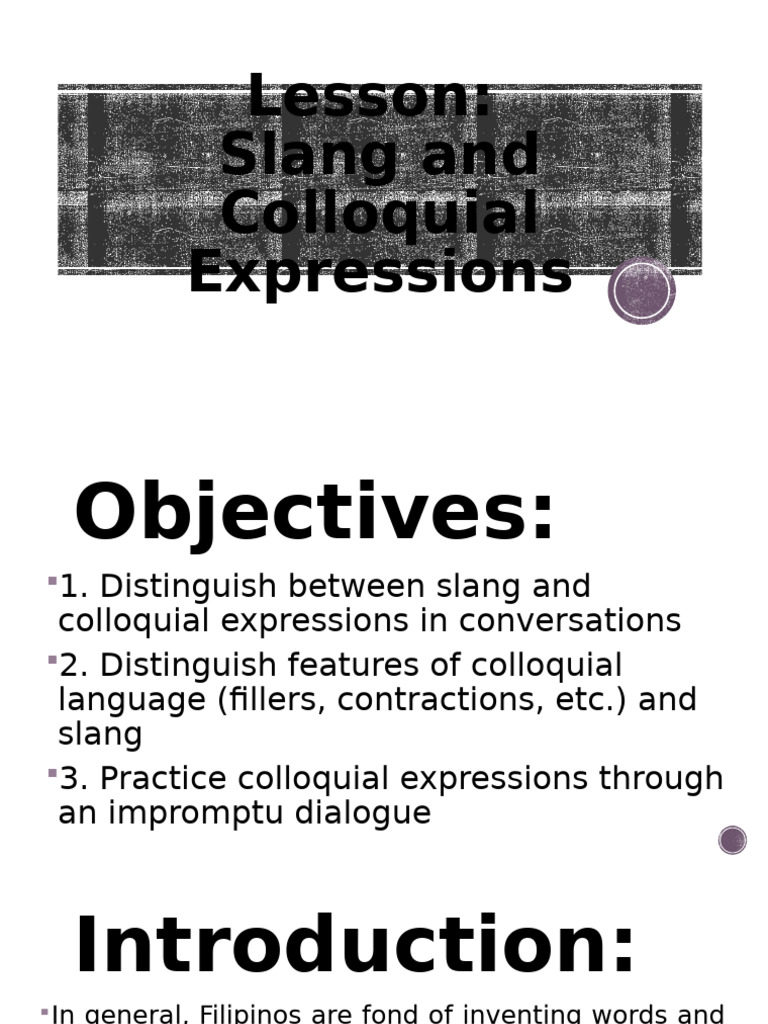 Slang and Colloquial WK 3 | PDF | Slang | Word