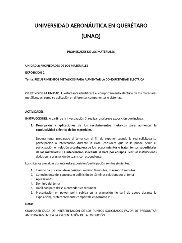 Exposición 2. Indicaciones generales | PDF
