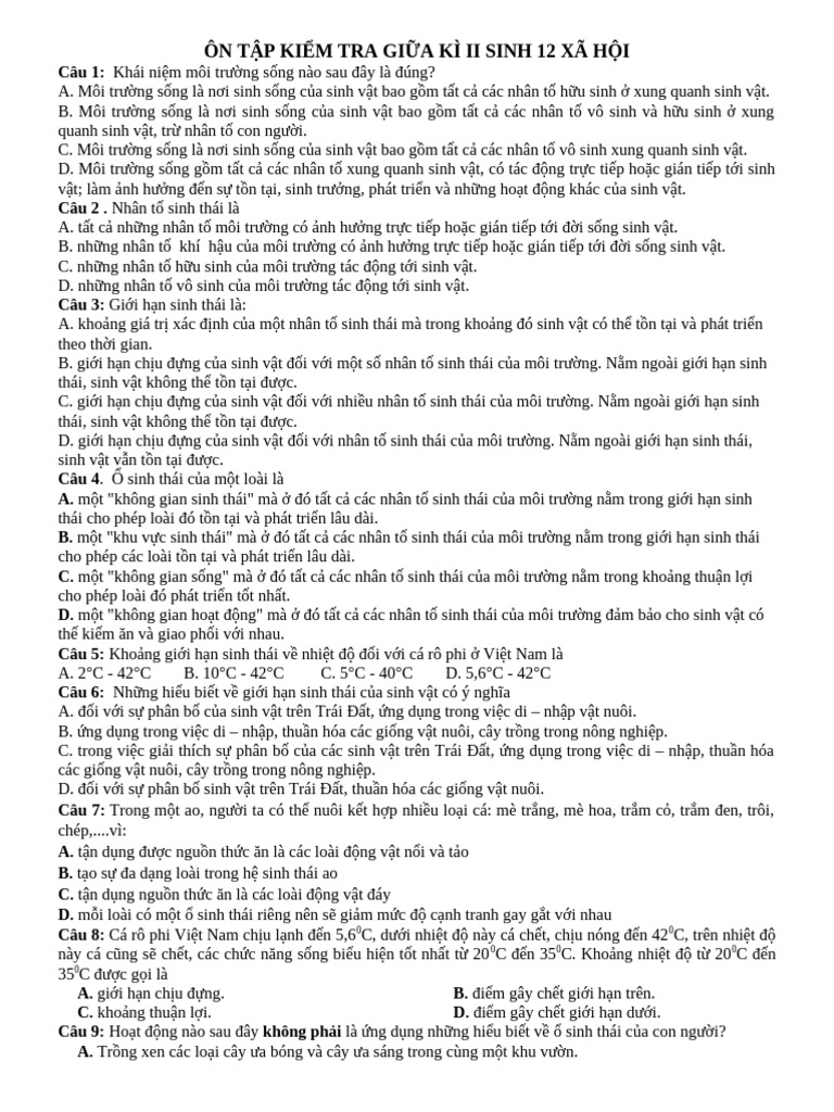 Ôn KTGK Ii XH 2022 2023 | PDF