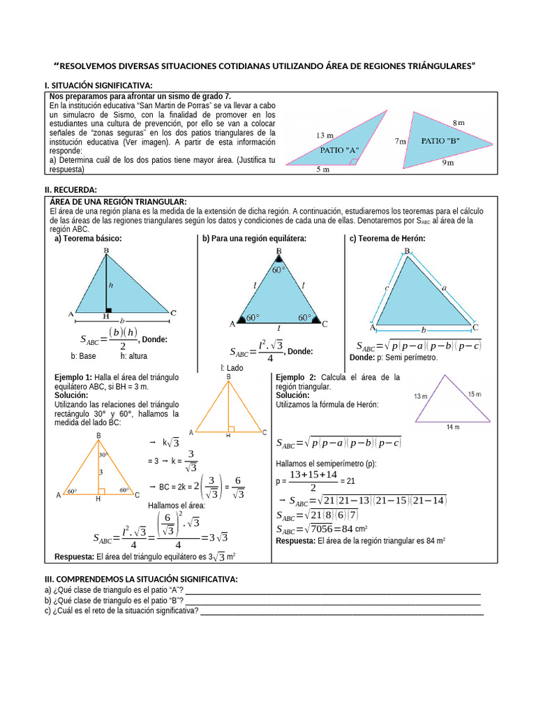 R Área de Regiones Triángulares | PDF | Triángulo | Matemática Elemental