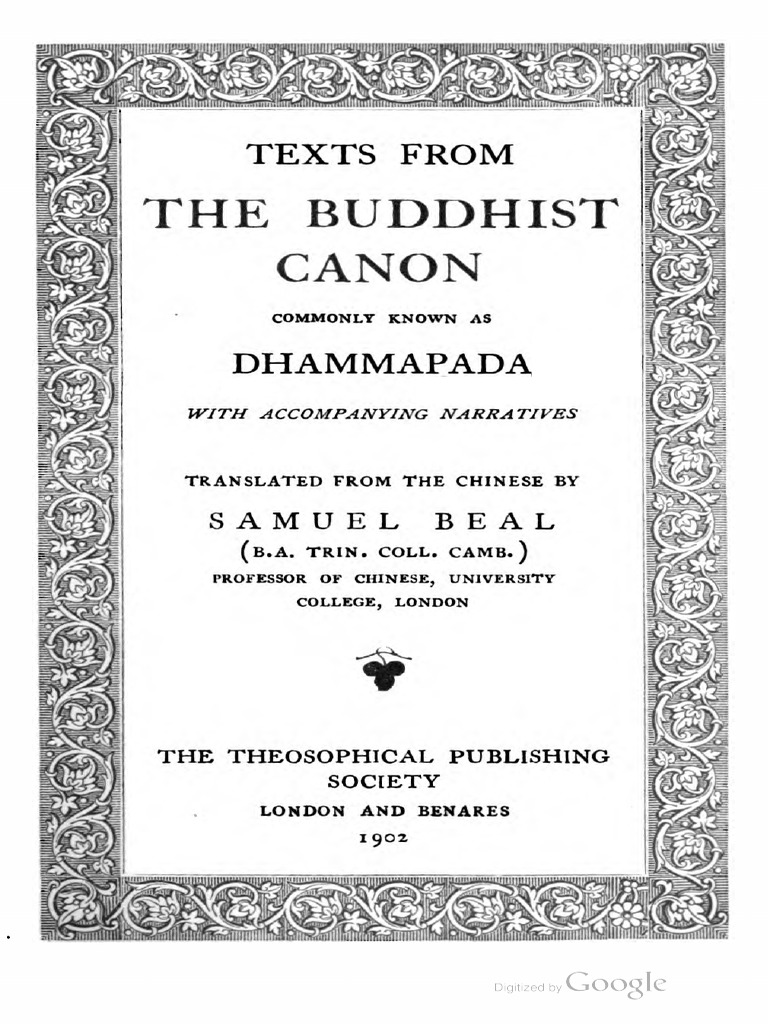 Dhammapada Texts From The Chinese Buddhist Canon Beal 1902 | PDF