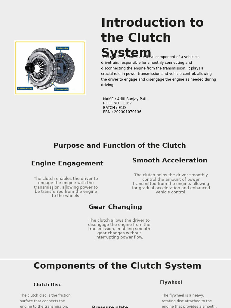 E167 Introduction To The Clutch System | PDF | Clutch | Mechanical ...