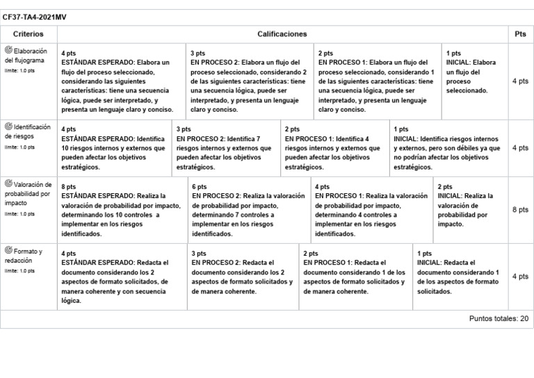 Rúbrica TA4 - Control Interno | PDF