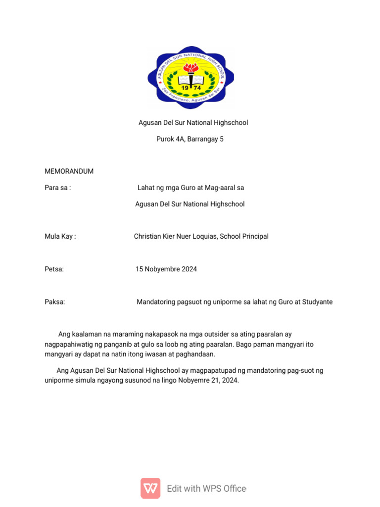 MEMORANDUM | PDF