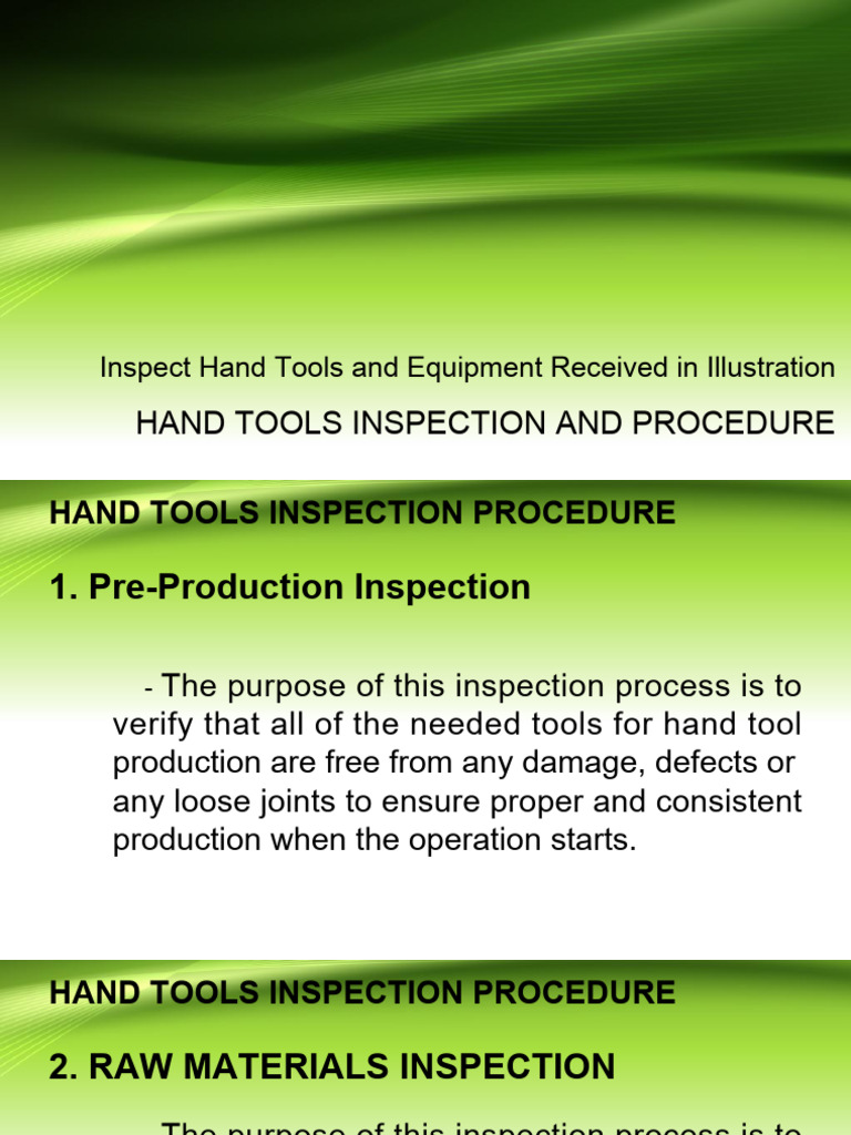 Hand Tools Inspection Storing and Receiving Procedure | PDF | Business