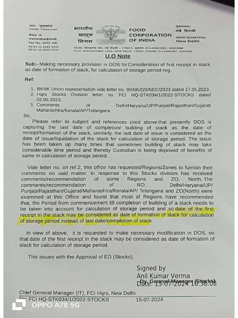 Storage Period Calculation | PDF