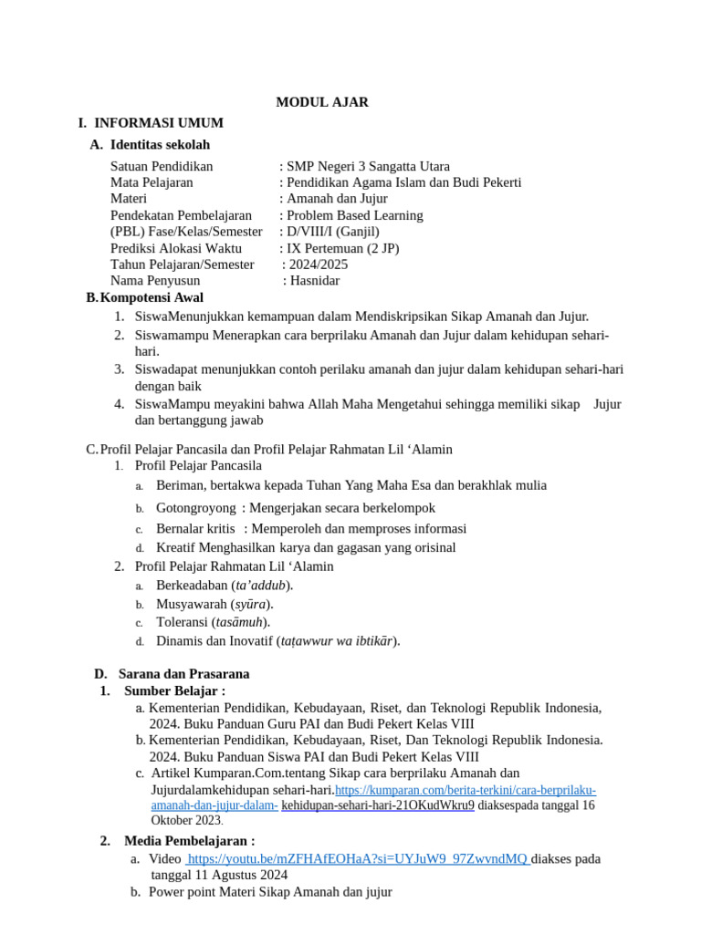 Modul PBL PPL 1 Hasnidar Revisi | PDF