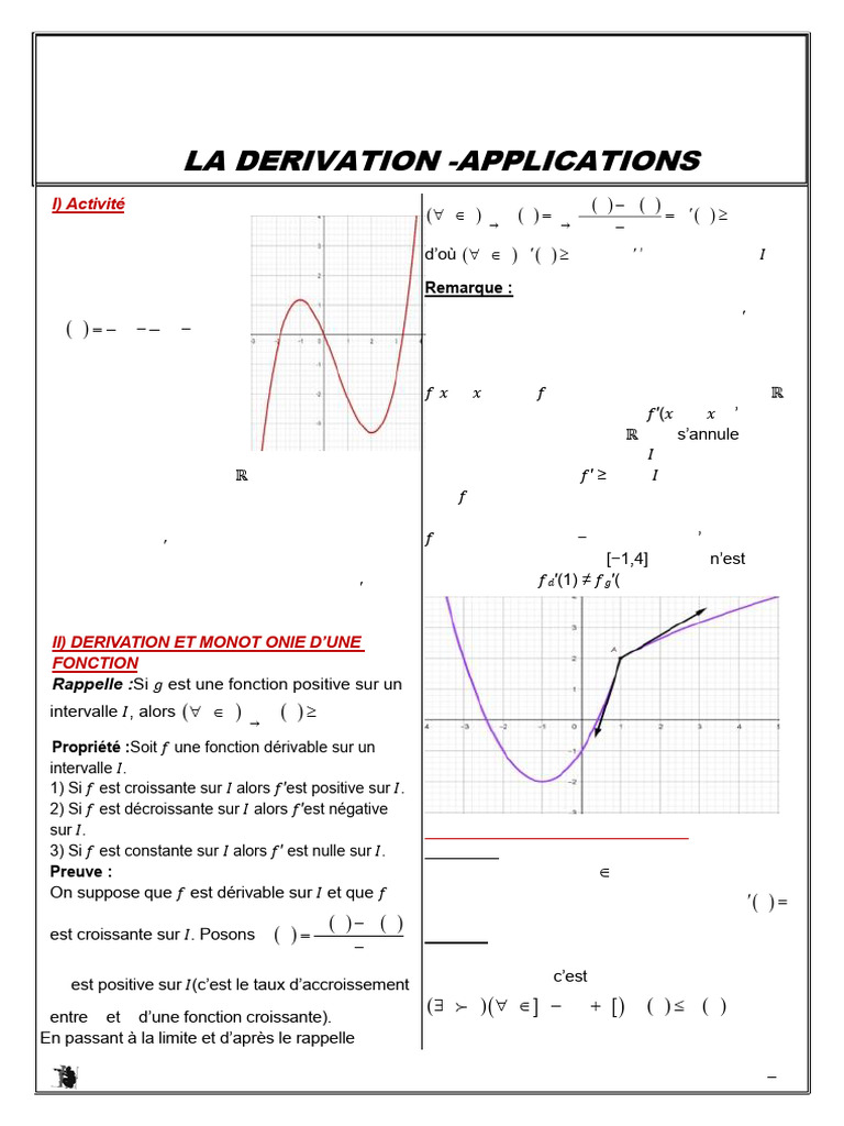 Applications de la dérivation en 1BAC | PDF | Fonction monotone ...