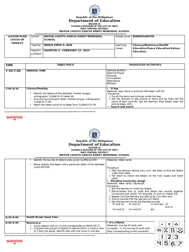 Catch Up Lesson Plan February 22 | PDF | Human Communication | Learning