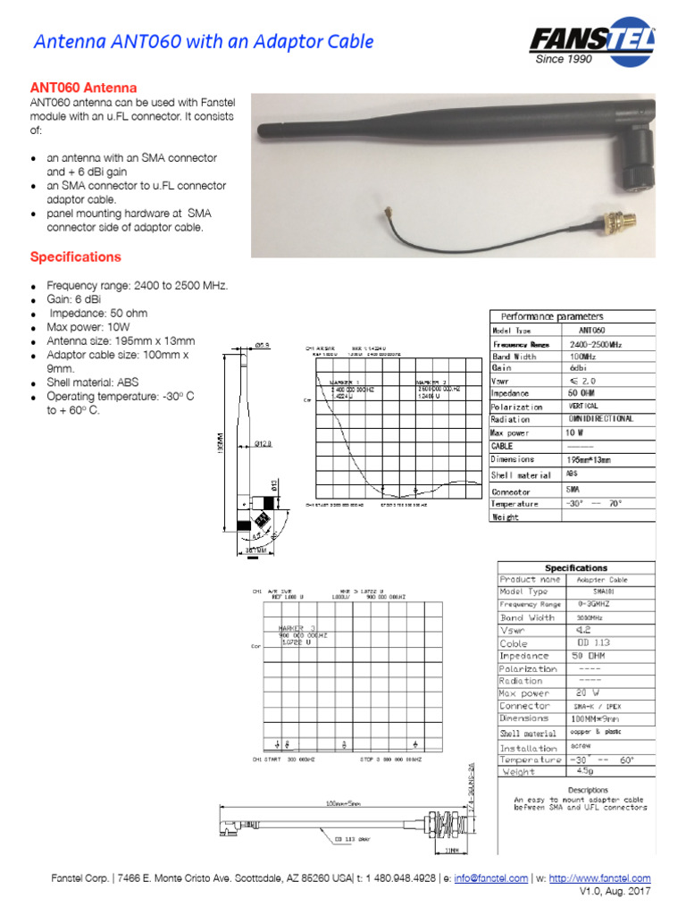 ANT060 Antenna with u.FL Connector | PDF | Technology & Engineering