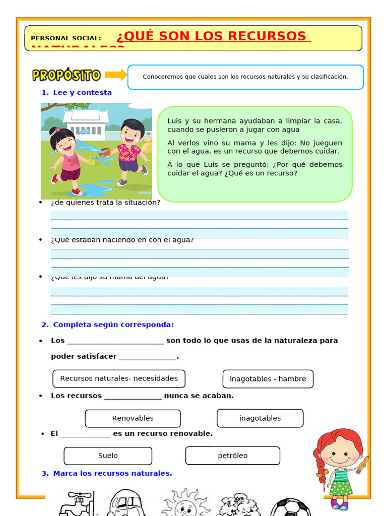 U7 S1 Ficha D1 PS Que Son Los Recusos Naturales | PDF