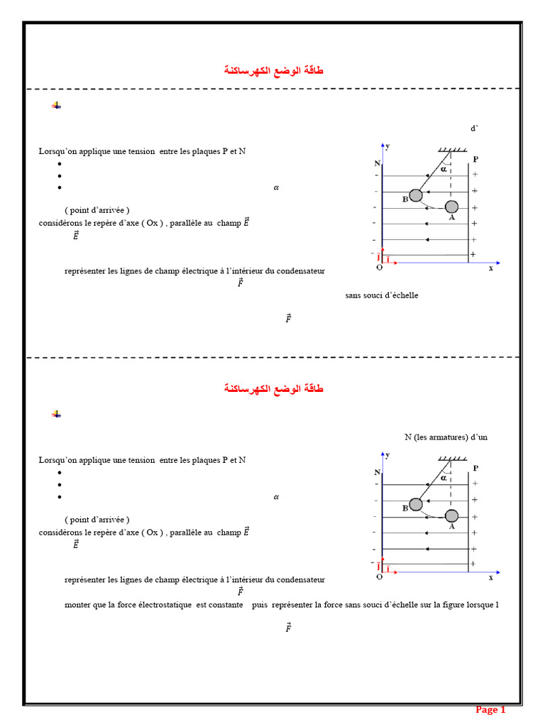 Pendule électrostatique et travail électrique | PDF | Champ électrique ...