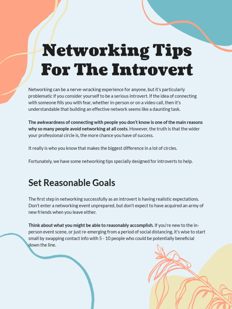 Networking Tips For The Introvert | PDF | Extraversion And Introversion ...