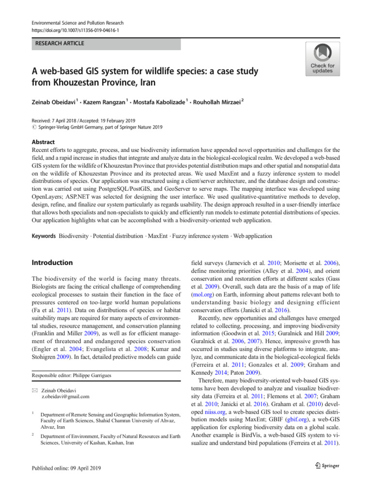 A Web-Based GIS System For Wildlife Species A Case Study | PDF | World ...
