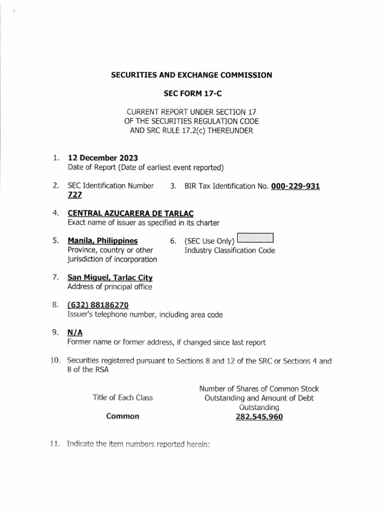CAT SEC 17-C Schedule of 2024 Annual Stockholders Meeting | PDF