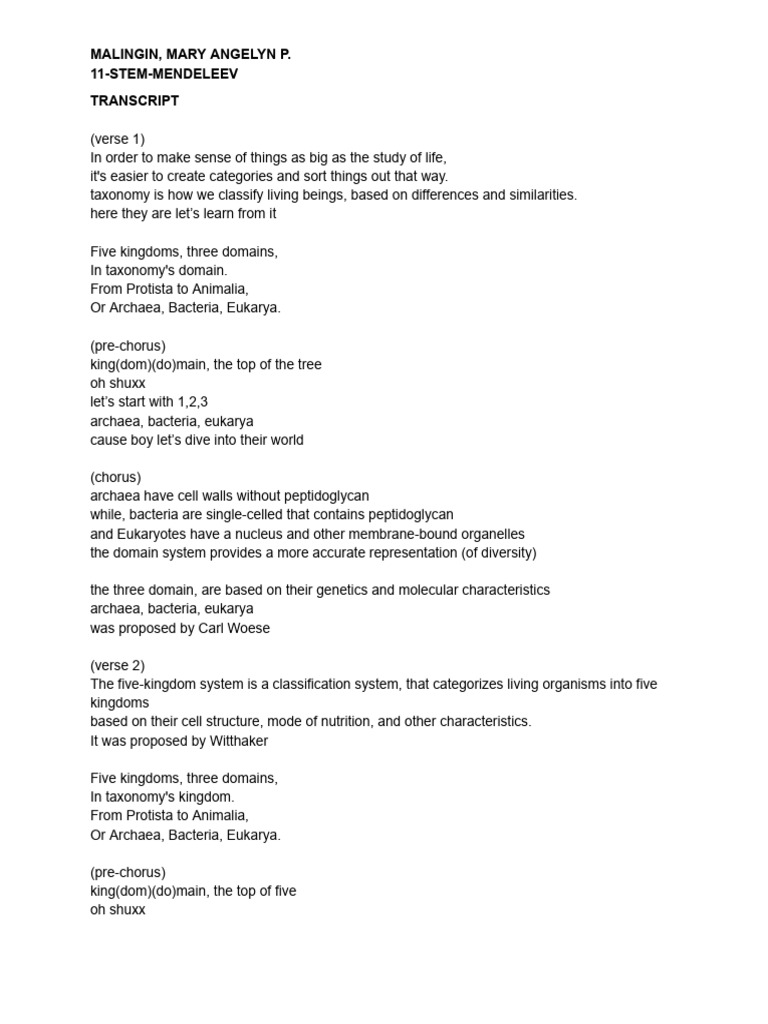 General Biology Song Lyrics | PDF