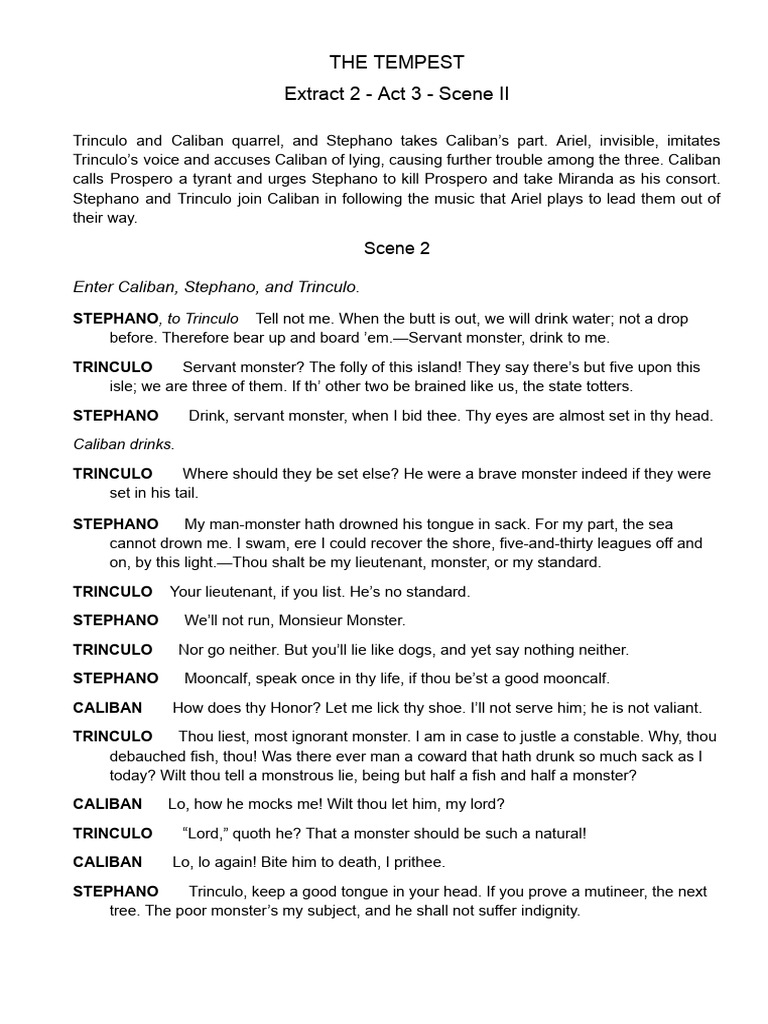 THE TEMPEST - Act 3 - Scene II | PDF | The Tempest | Shakespearean Comedies