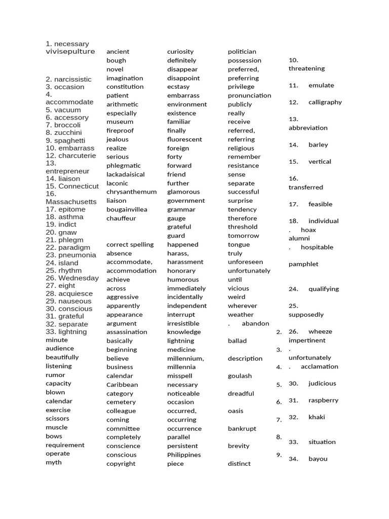 spelling words | PDF | Spelling | English Language