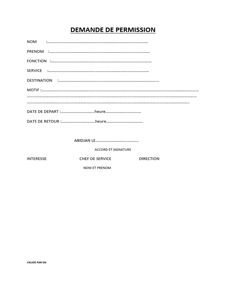 Demande de Permission | PDF