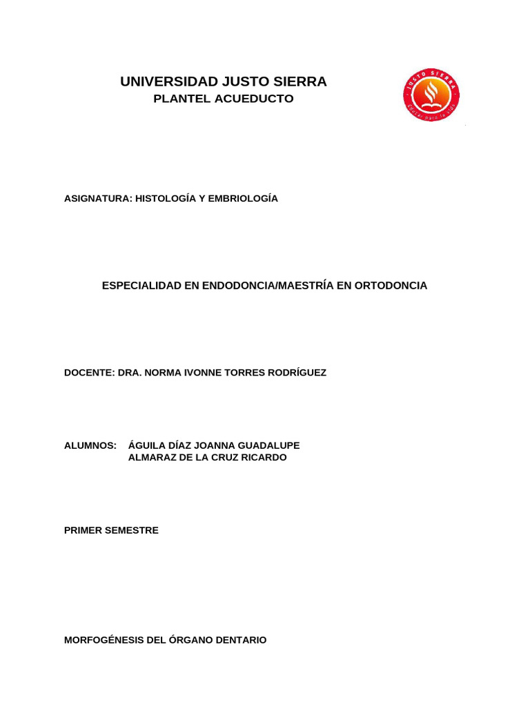 Odontogenesis y Etapas Del Desarrollo | PDF | Epitelio | Diente