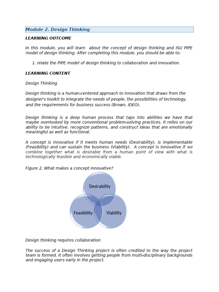 Design Thinking and PIPE Model Overview | PDF | Design Thinking | Thought
