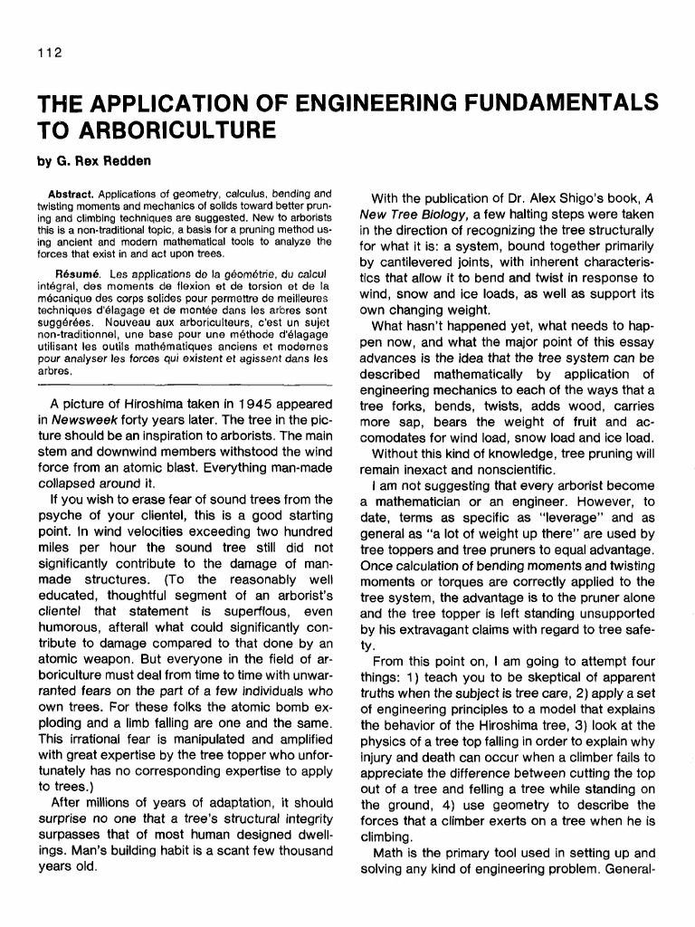 The Application of Engineering Fundamentals To Arboriculture | PDF | Force | Sales
