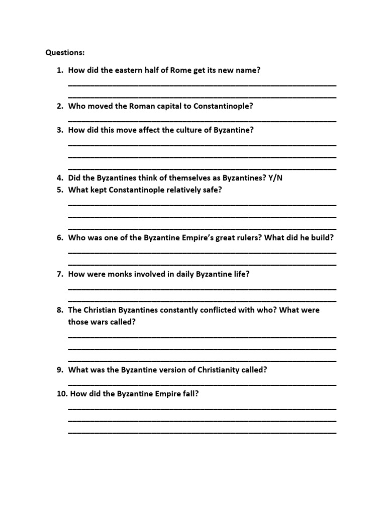 Byzantine Reading Qs | PDF