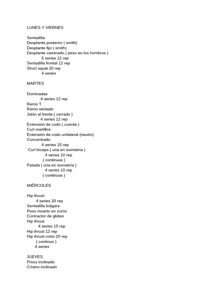 Workout routine Sep 2023 Erika | PDF