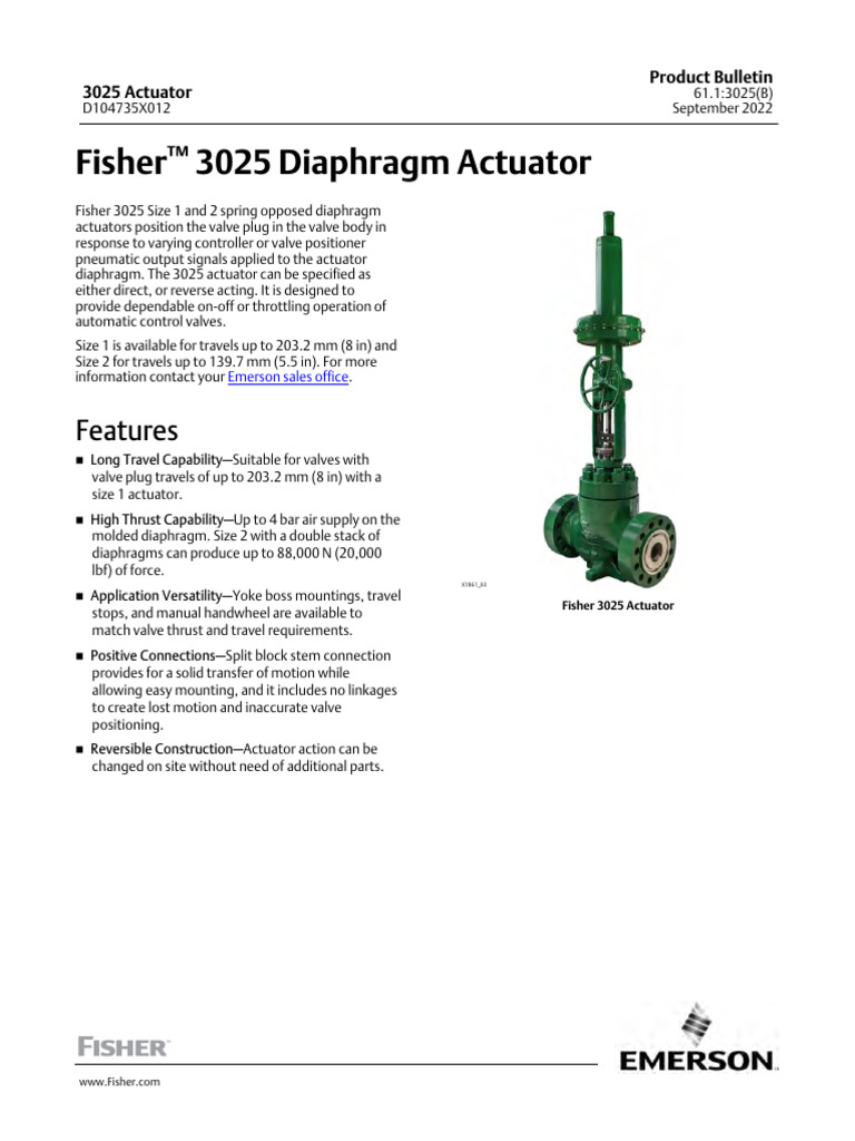 Fisher 3025 Diaphragm Actuator Overview | PDF | Valve | Mechanical ...