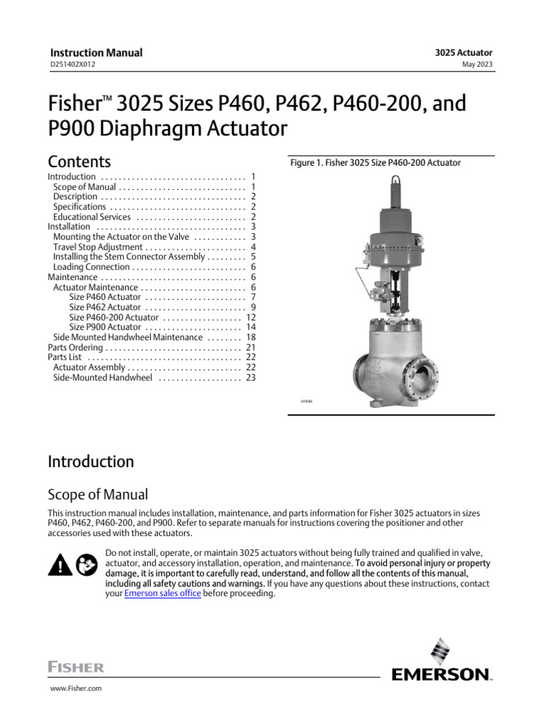 Instruction Manual Fisher 3025 Sizes p460 p462 p460 200 p900 Diaphragm Actuator en 137790 | PDF ...