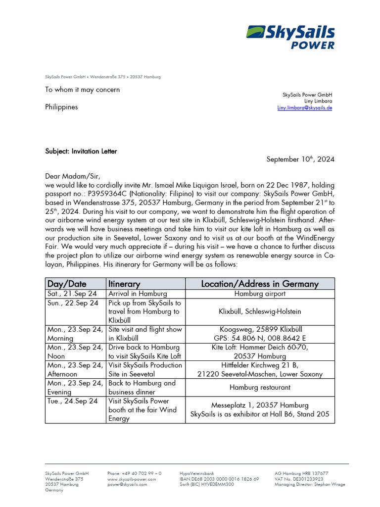 Invitation Letter Ismael Israel | PDF | Renewable Resources | Unpowered ...