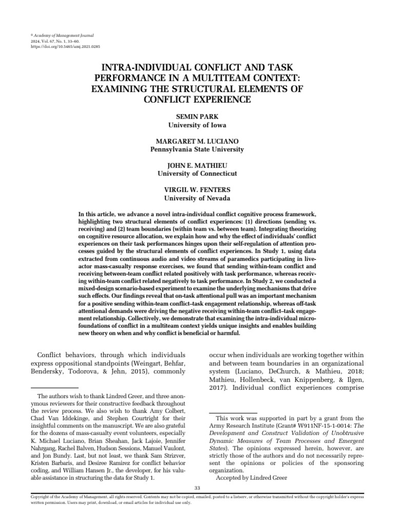 2、INTRA-INDIVIDUAL CONFLICT AND TASK PERFORMANCE IN A MULTITEAM CONTEXT- EXAMINING THE ...