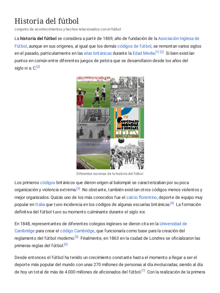 Historia del fútbol - Wikipedia, la enciclopedia libre | PDF ...