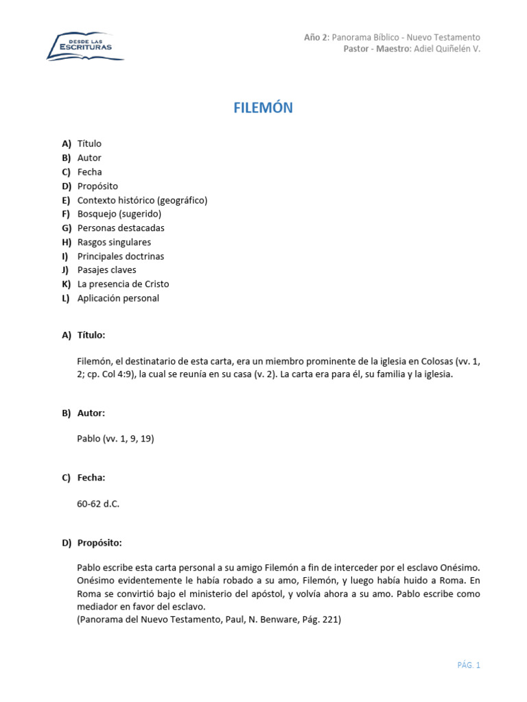 Filemón | PDF | Epístola a Filemón | Pablo el apóstol