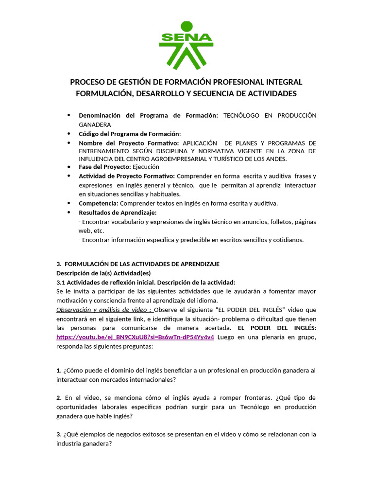 ACT01 | PDF | Aprendizaje | Idioma en Inglés