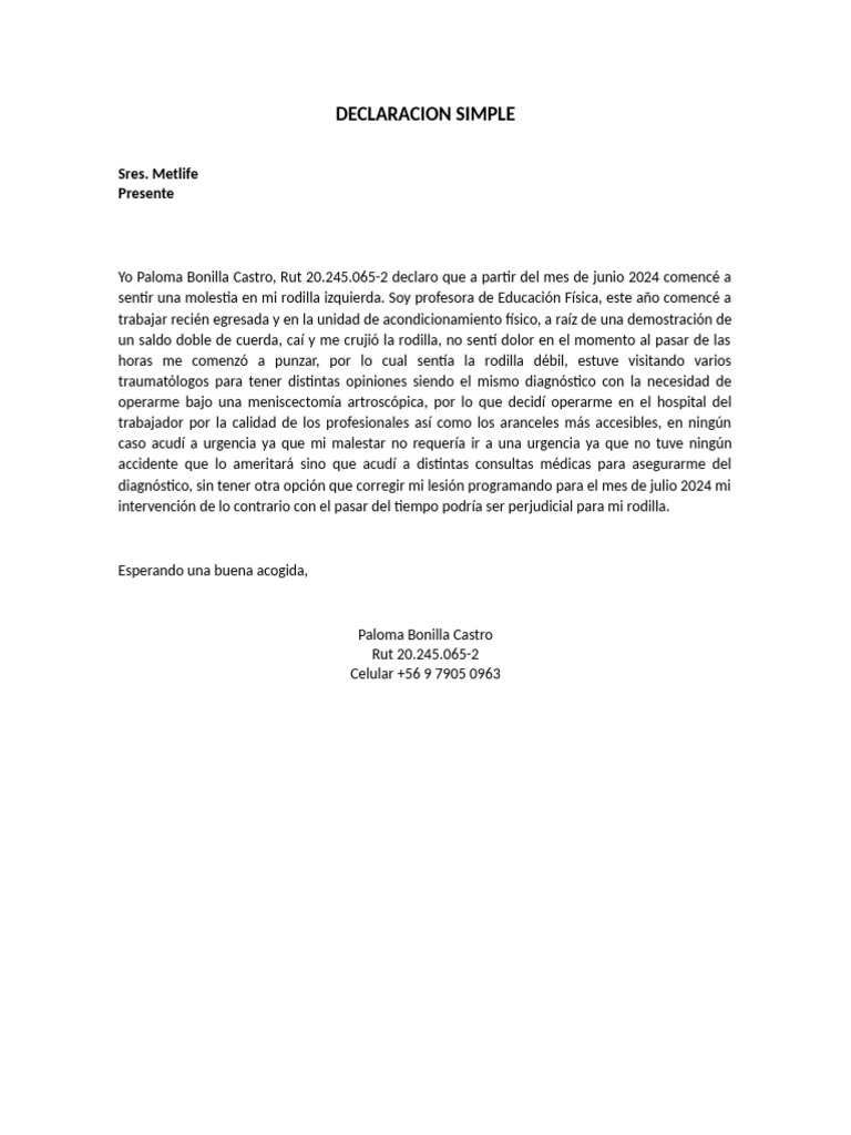 DECLARACION SIMPLE | PDF