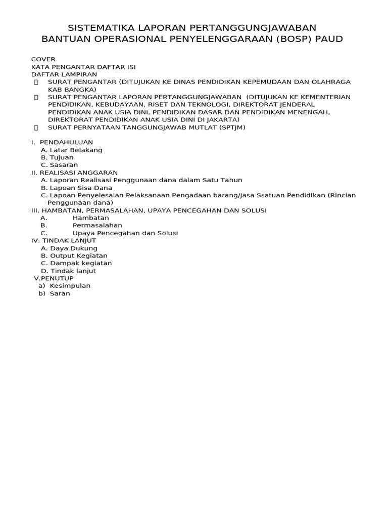Susunan LPJ Bosp Paud | PDF Susunan LPJ Bosp Paud | PDF